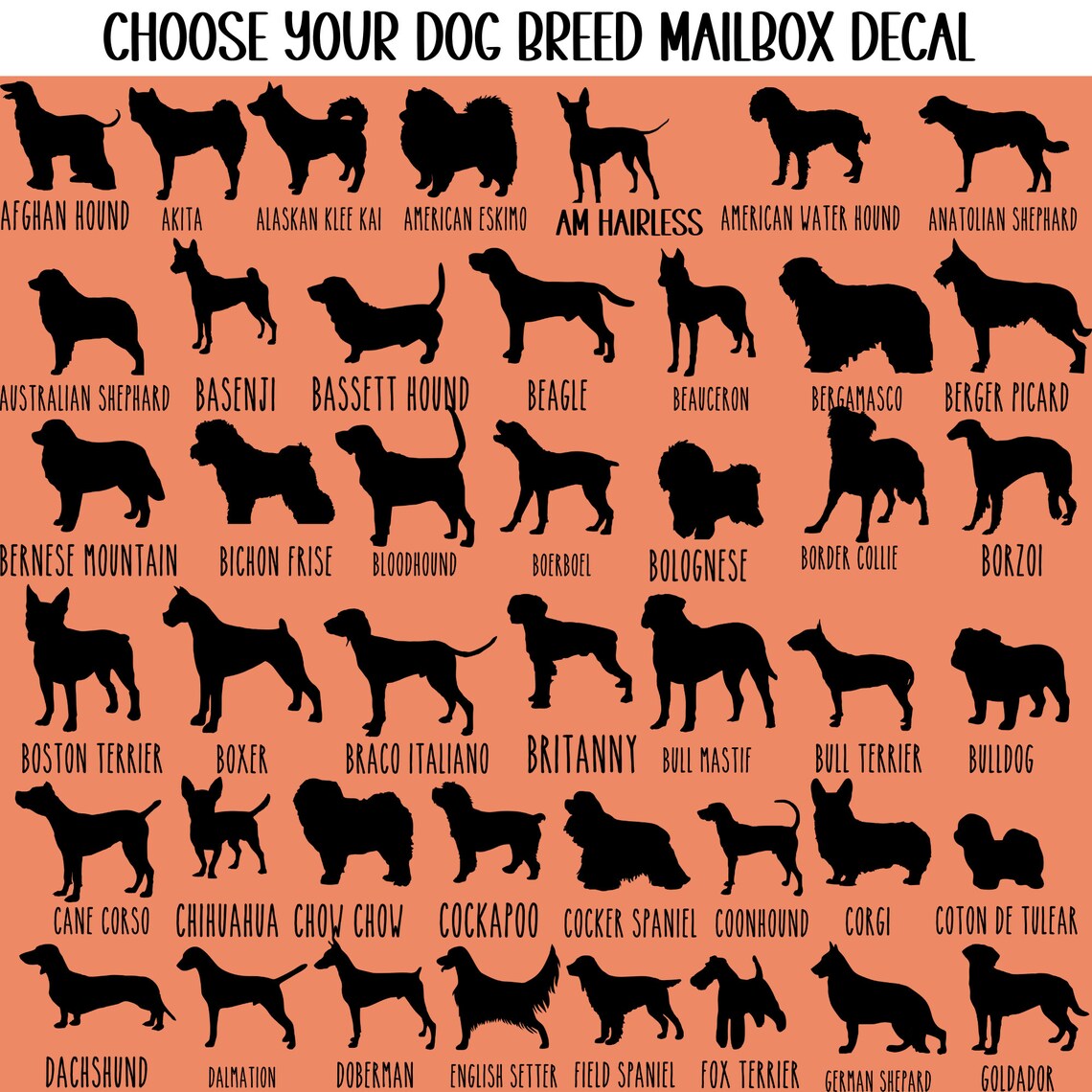 Custom Dog Breed Mailbox Decal/personalized Mailbox Decal/custom Dog ...