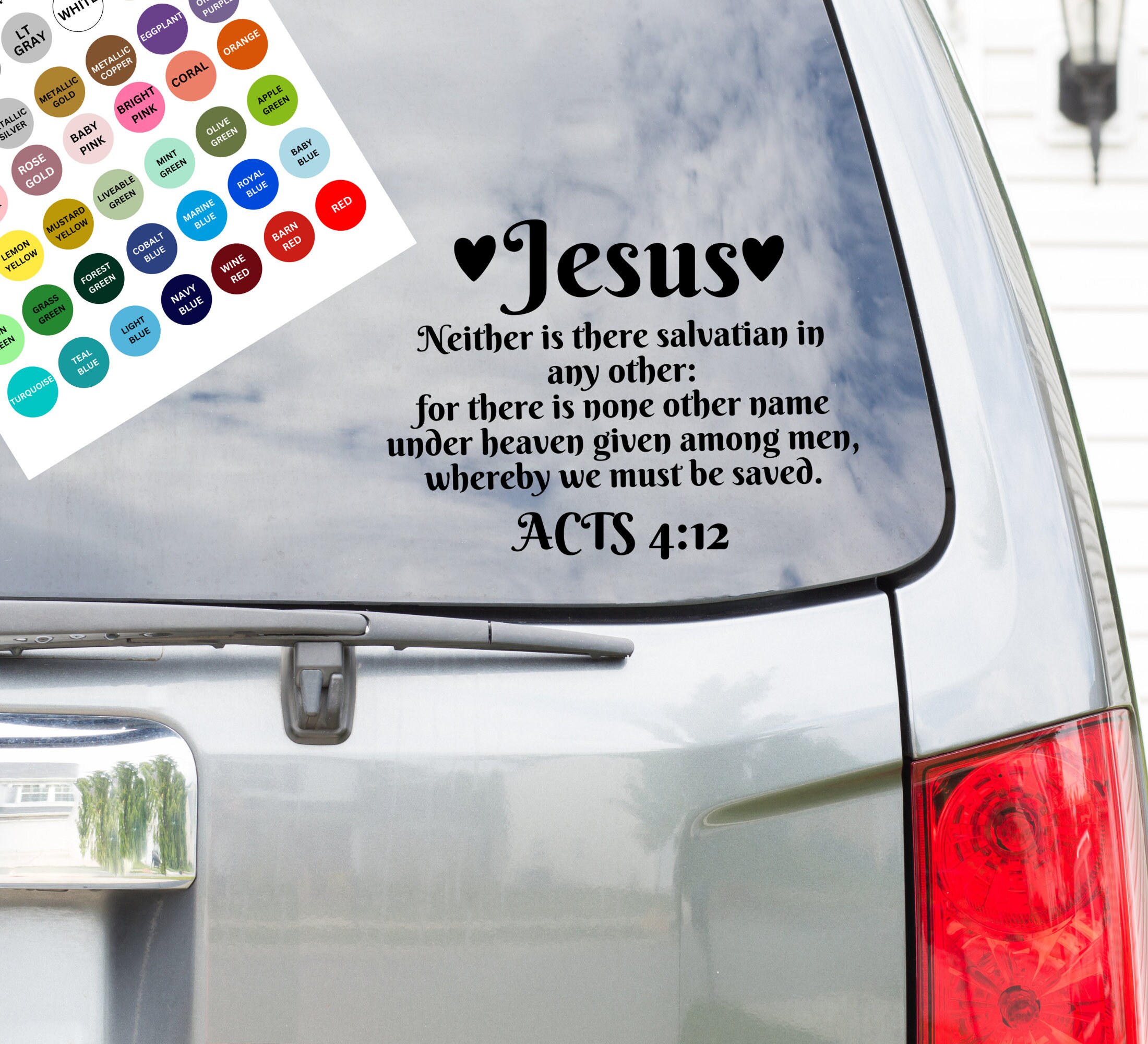 Acts 4:12 Car Decal/christian Car Sticker/religious Decal/salvatian ...