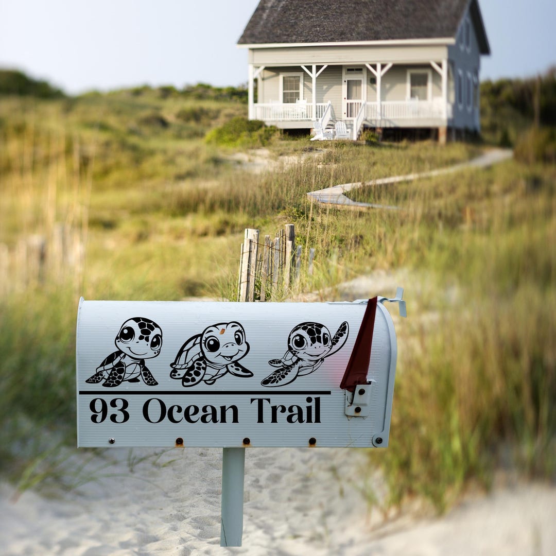 Sea Turtle Mailbox Decal/coastal Mailbox Decal/turtle Mailbox Sticker ...