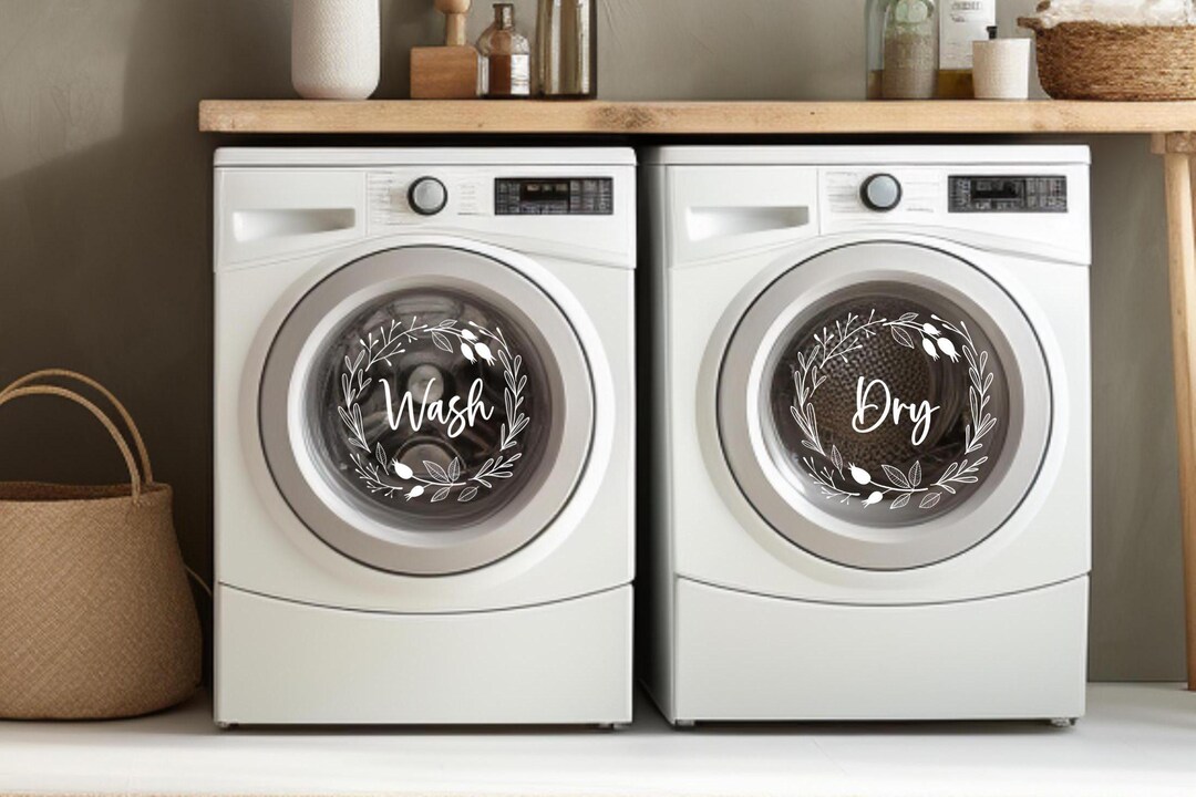 Laundry Room Vinyl Decal/set of Two Wash Dry Vinyl Decal/washer and ...