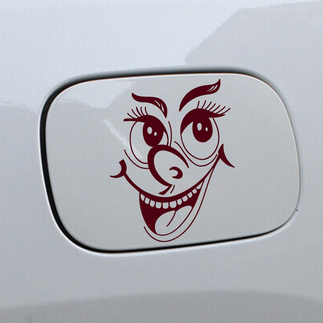 Funny Face Vinyl Car Decal/funny Face Car Mirror Decal/funny Fuel Tank ...
