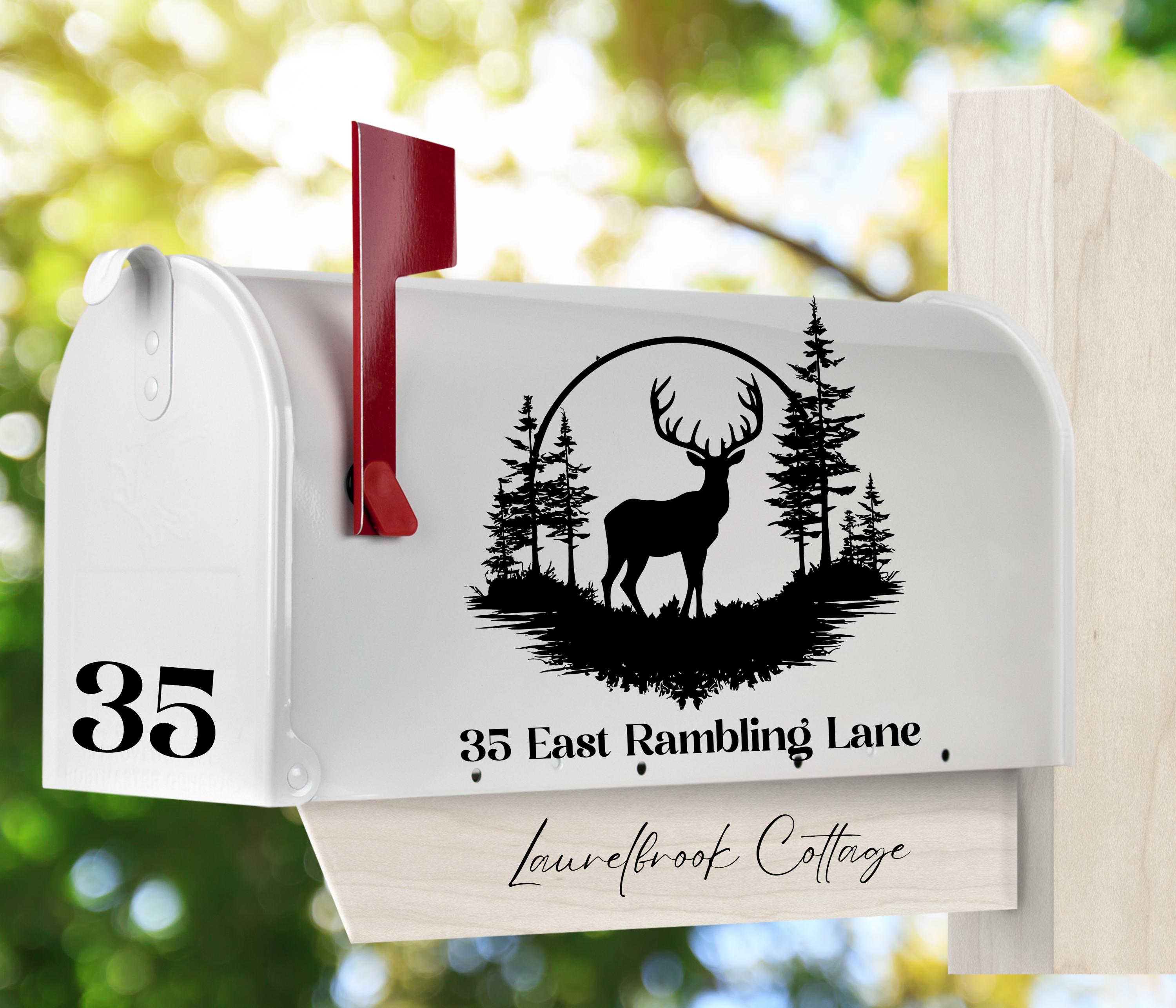 Custom Personalized Deer Rustic Woods Mountains Trees Address Decal ...