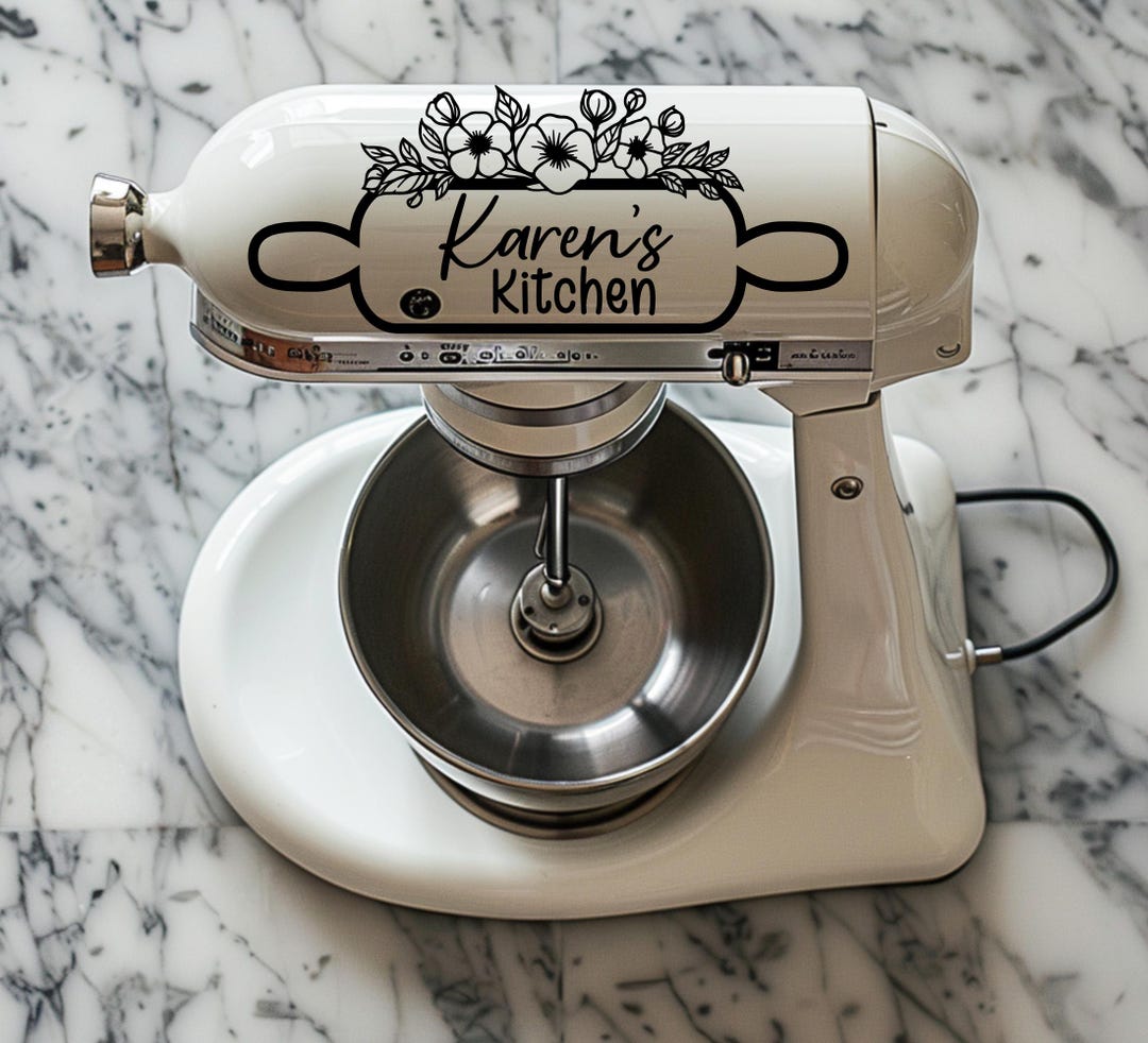 Personalized Floral Vinyl Decal Set/vinyl Stand Mixer Decals/flowers Mixer Decal Stickers Set ...