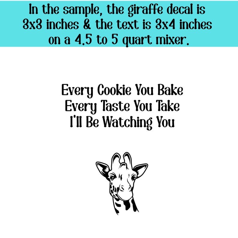 Giraffe Stand Mixer Vinyl Decal/giraffe Kitchen Mixer Decal Set/custom ...