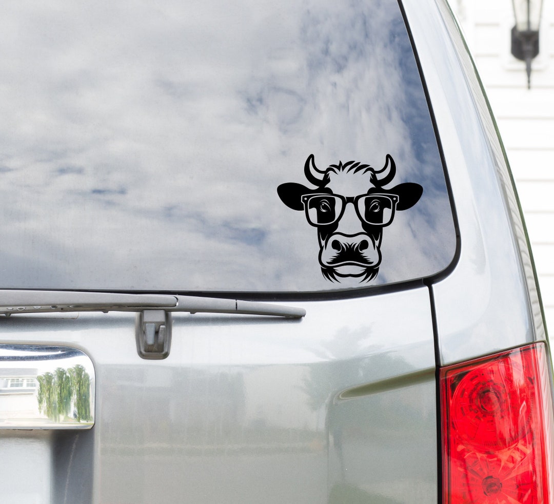 Funny Cow Car Decal/cow Car Sticker/cow Lover Car Decal/animal Car ...
