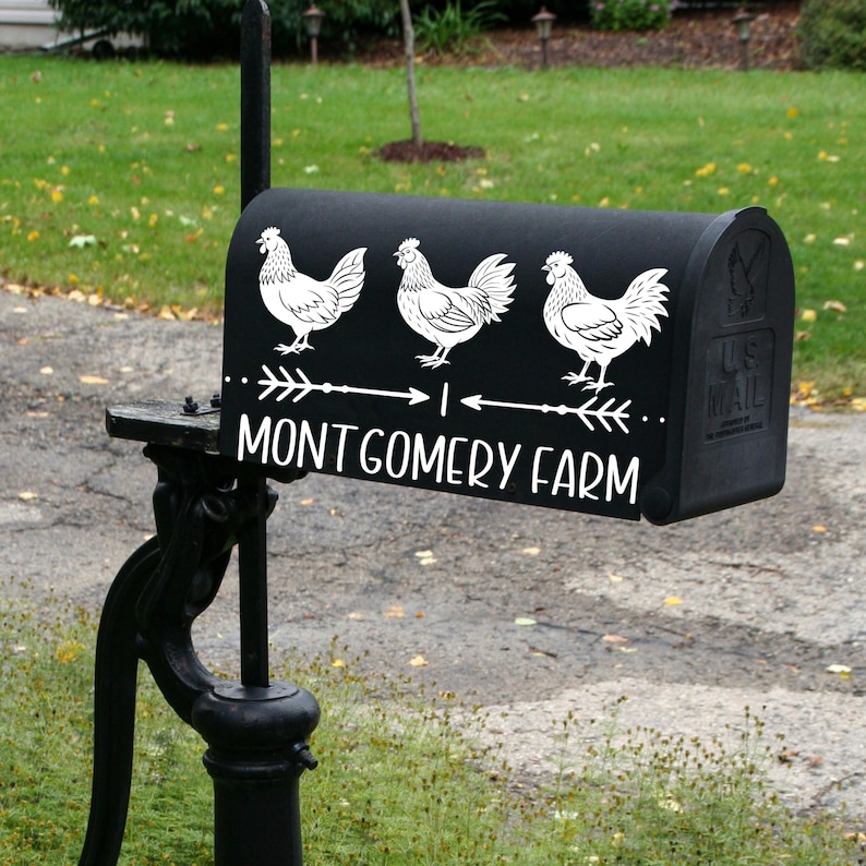 Custom Farm Animal Chicken Mailbox Decal: Rustic Homestead Address ...