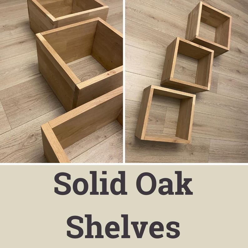 Wooden Floating Shelf Square Shelf Solid Oak Shelf Decorative Shelf ...