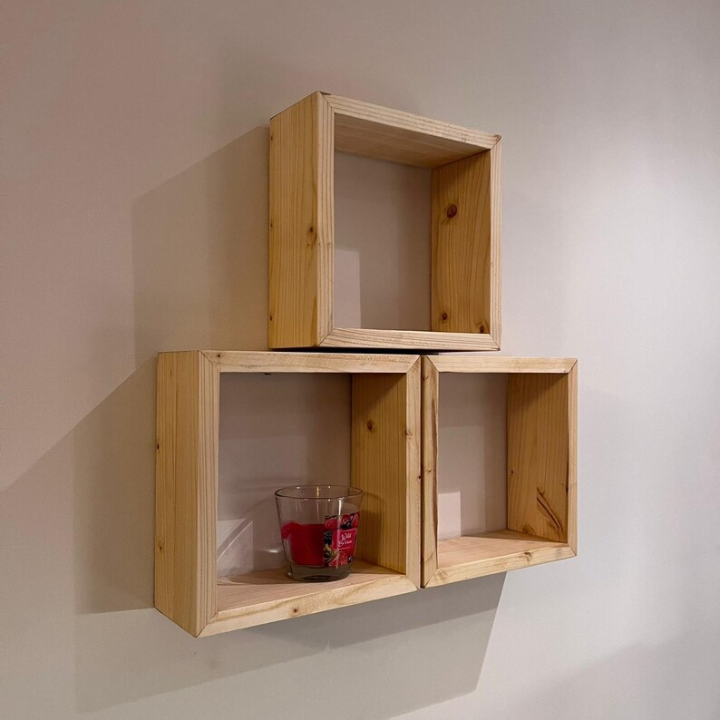 Wooden Floating Shelf Square Shelf Solid Oak Shelf Decorative Shelf ...