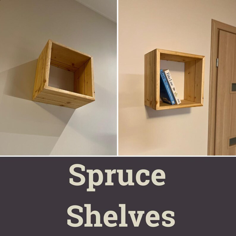 Wooden Floating Shelf Square Shelf Solid Oak Shelf Decorative Shelf ...