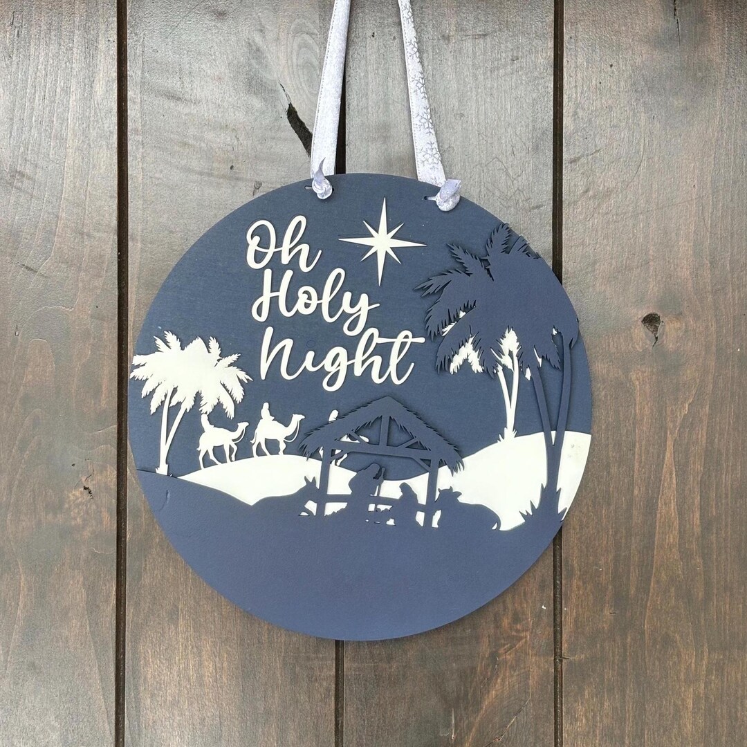 Oh Holy Night Christmas Door Sign or Wall Decor With Baby Jesus in the ...