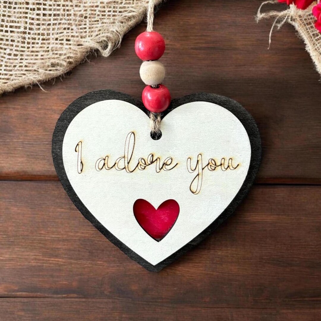 I Adore You Heart Ornament – Wooden Valentine Ornament, Romantic Gift ...