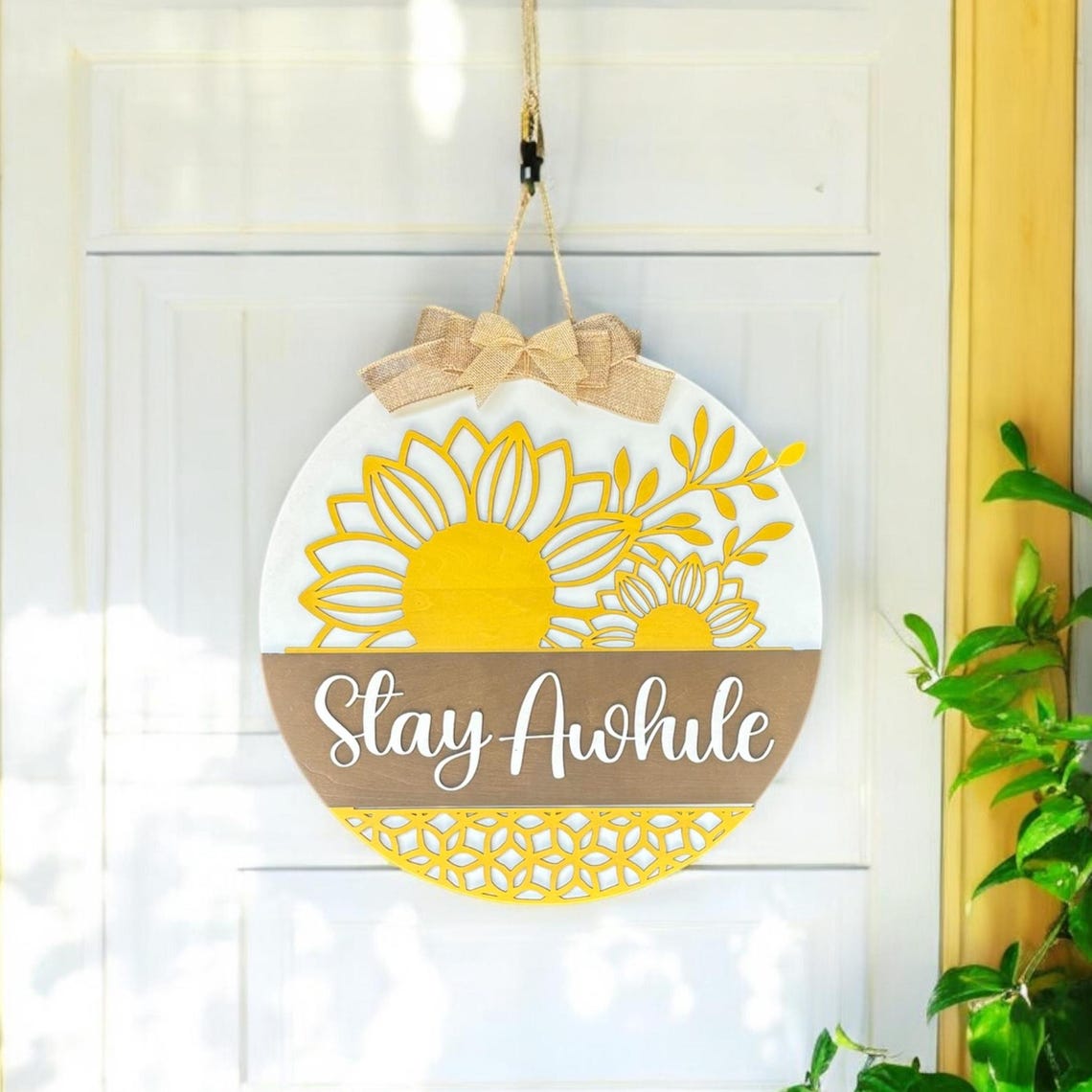 Sunflower Welcome Door Sign, a Unique Housewarming Gift | Sunflowers ...