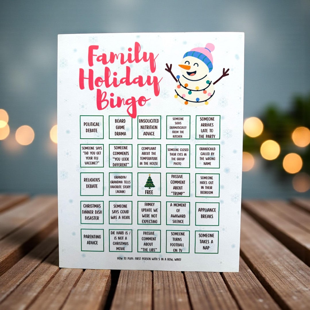 Family Holiday Bingo Printable | the Ultimate Funny Christmas Gathering ...