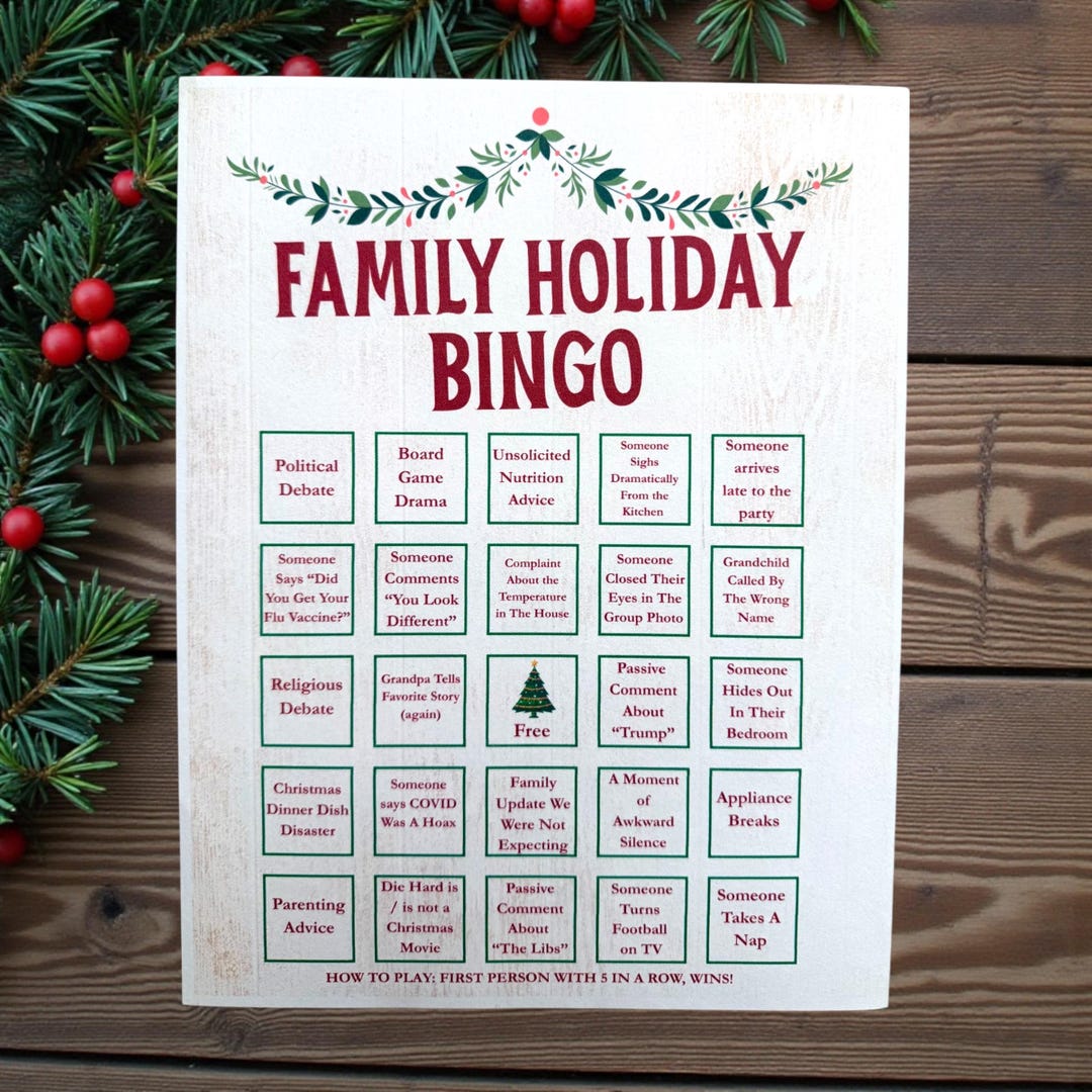 Family Holiday Bingo Printable | the Ultimate Funny Christmas Gathering ...