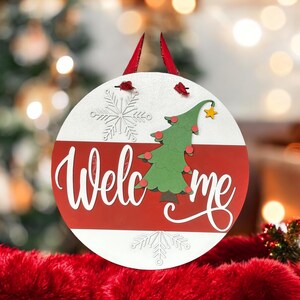 Welcome Christmas Door Sign or Wall Decor With Snowflakes, A Winter ...