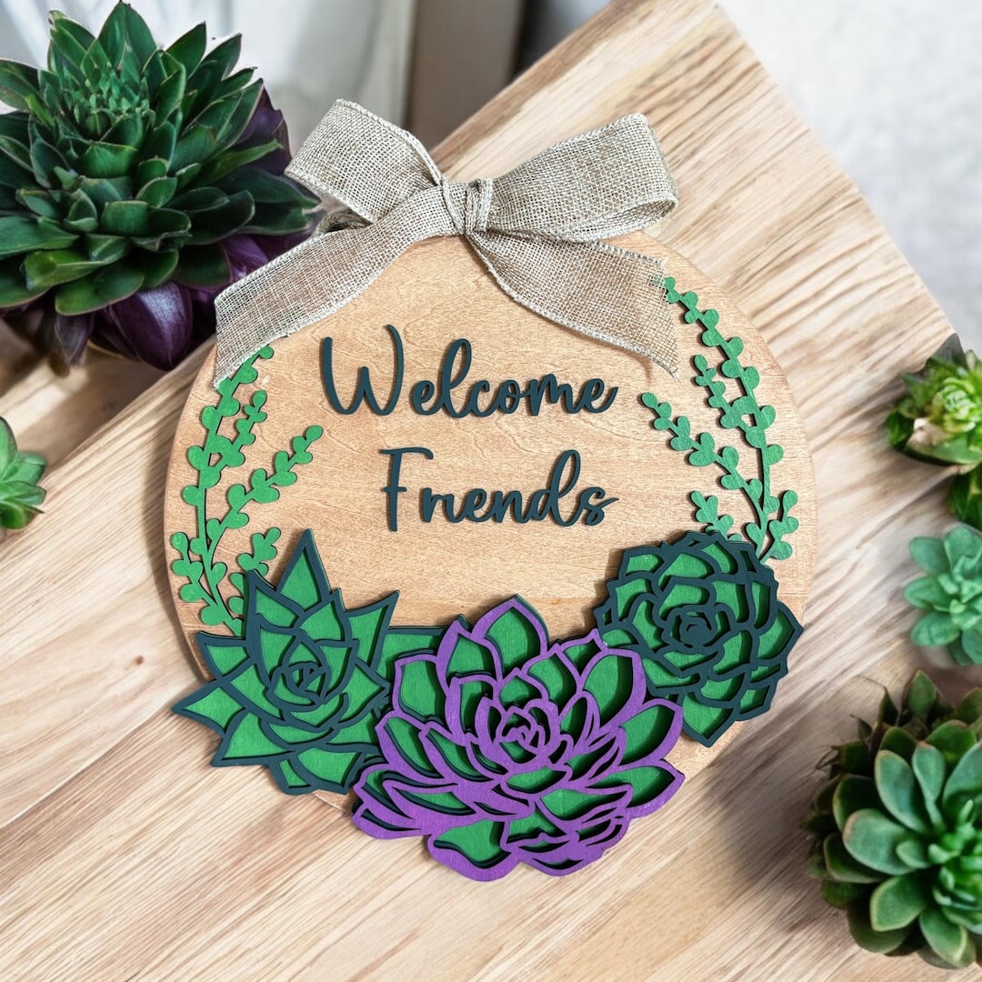 Succulent Door Welcome Sign, a Fun Housewarming Gift for Plant Lovers ...