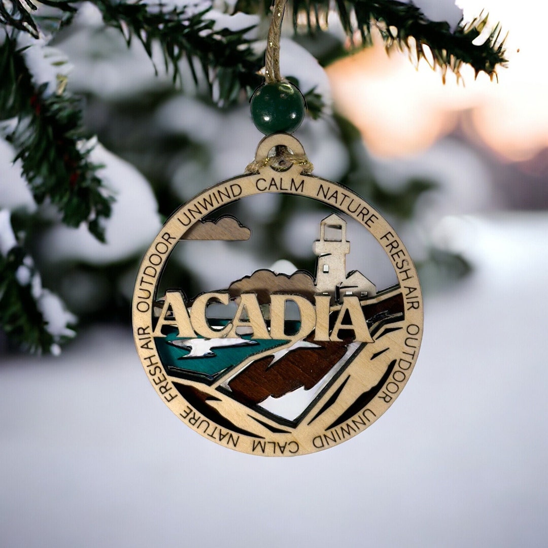 Acadia National Park Hand Made Wooden Christmas Ornament of Gift Tag, a ...
