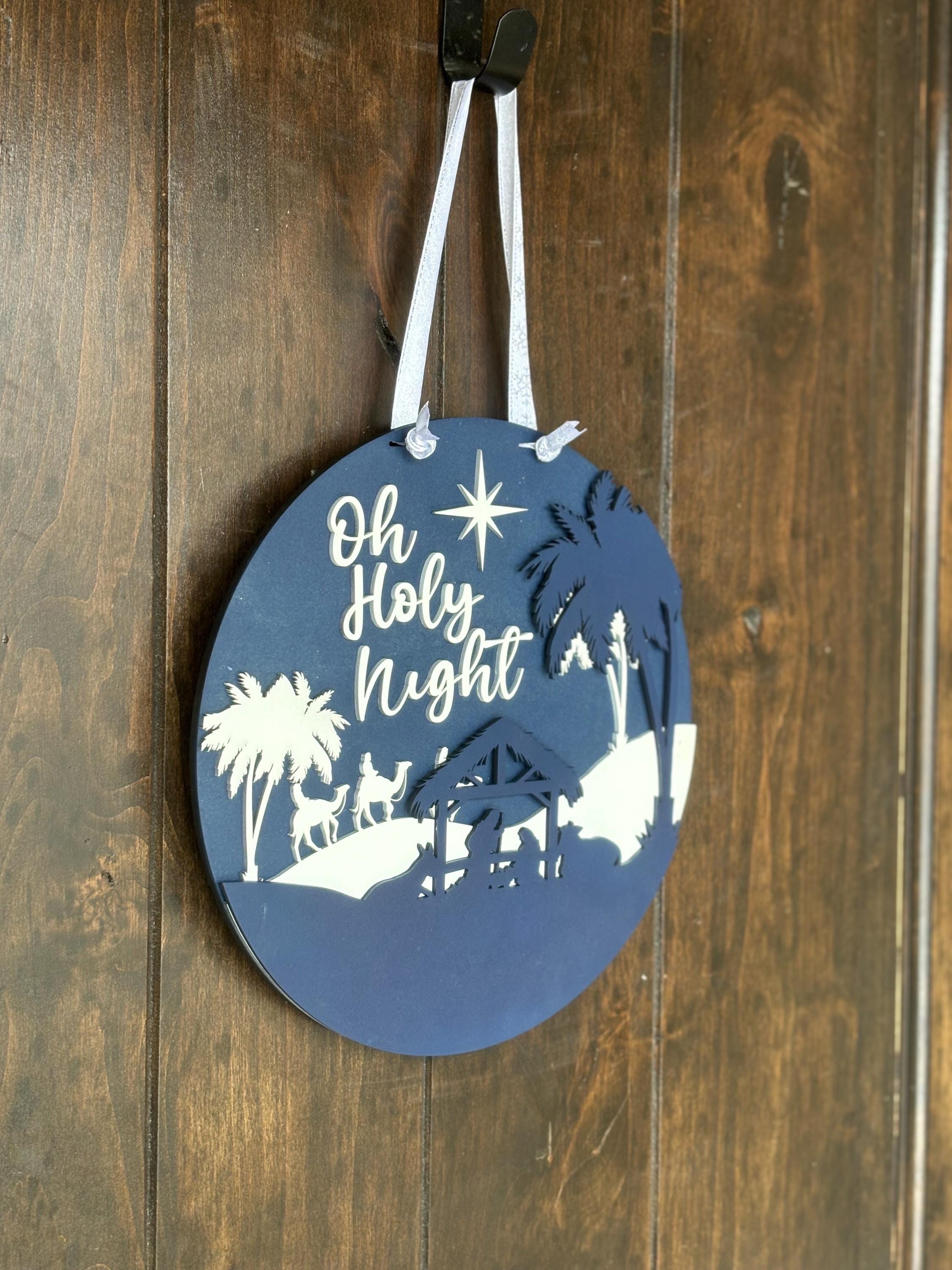 Oh Holy Night Christmas Door Sign or Wall Decor With Baby Jesus in the ...