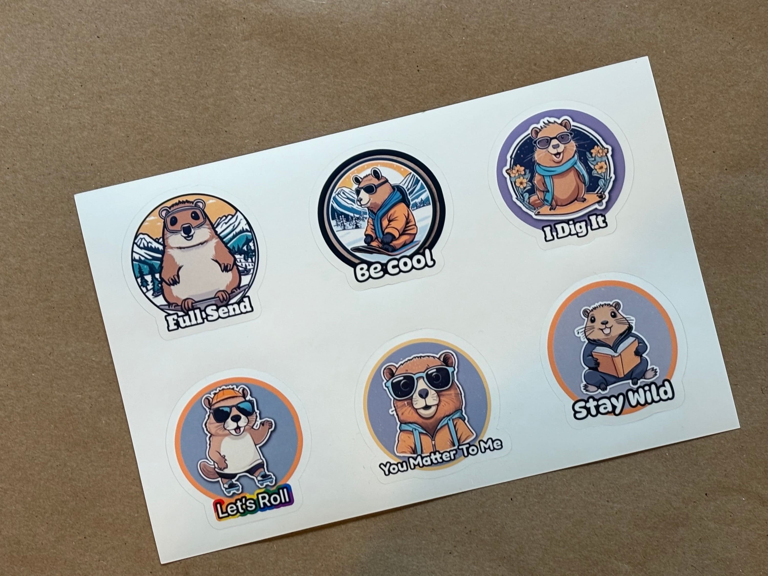 Capybara Sticker Sheet With 6 Stickers or Decals for Water Bottle ...