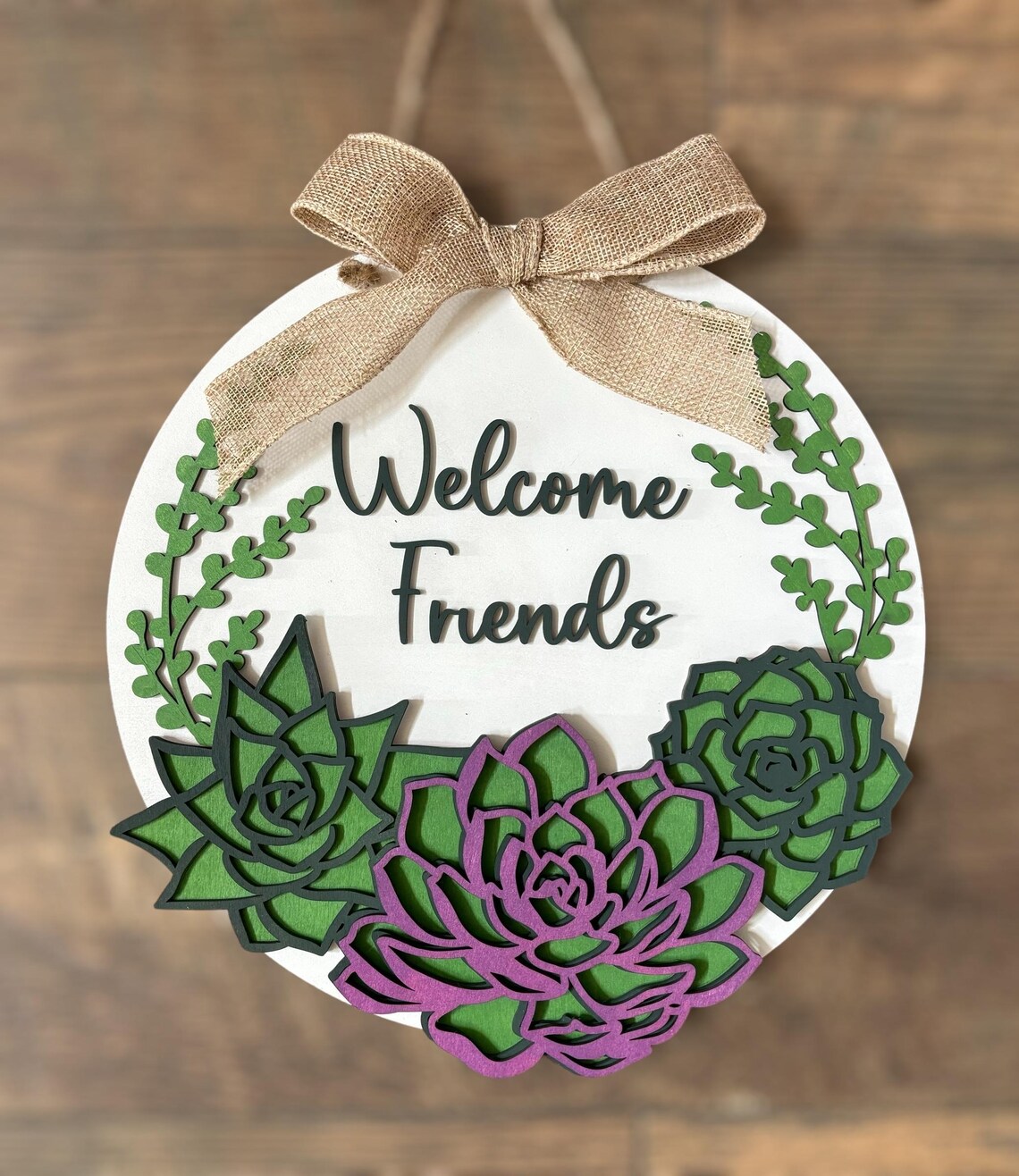 Succulent Door Welcome Sign, a Fun Housewarming Gift for Plant Lovers ...