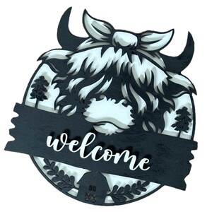 Highland Cow Welcome Door Sign, a Unique Housewarming Gift for Farm or ...