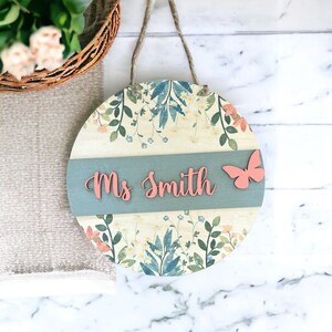 Wildflower Hello or Welcome Sign With Butterfly, a Pretty Front Door ...