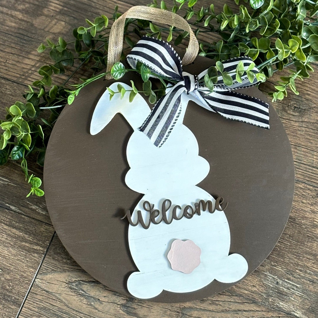 Welcome Bunny Butt Sign With Bunny and Tail for Front Door or Home ...