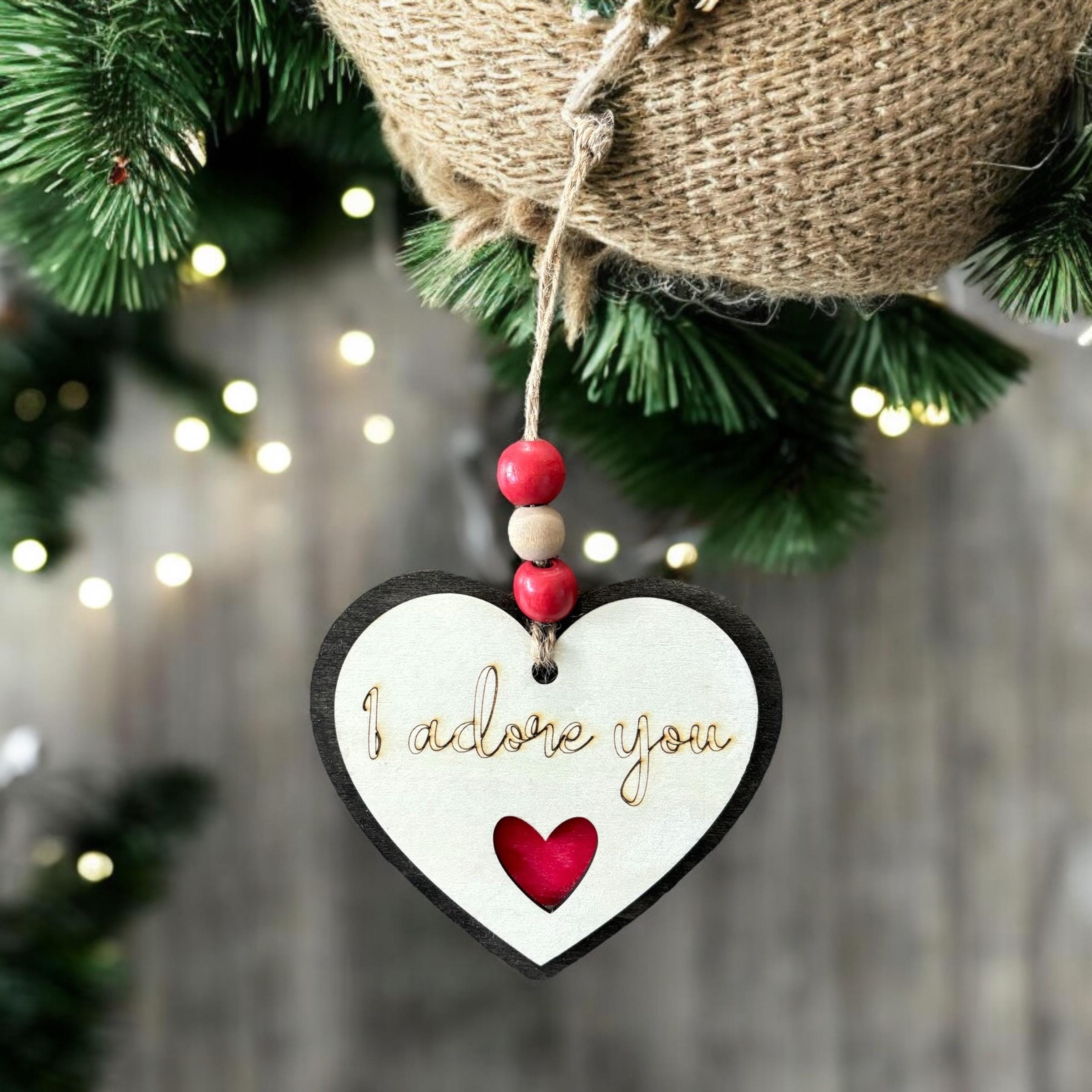 I Adore You Heart Ornament – Wooden Valentine Ornament, Romantic Gift ...