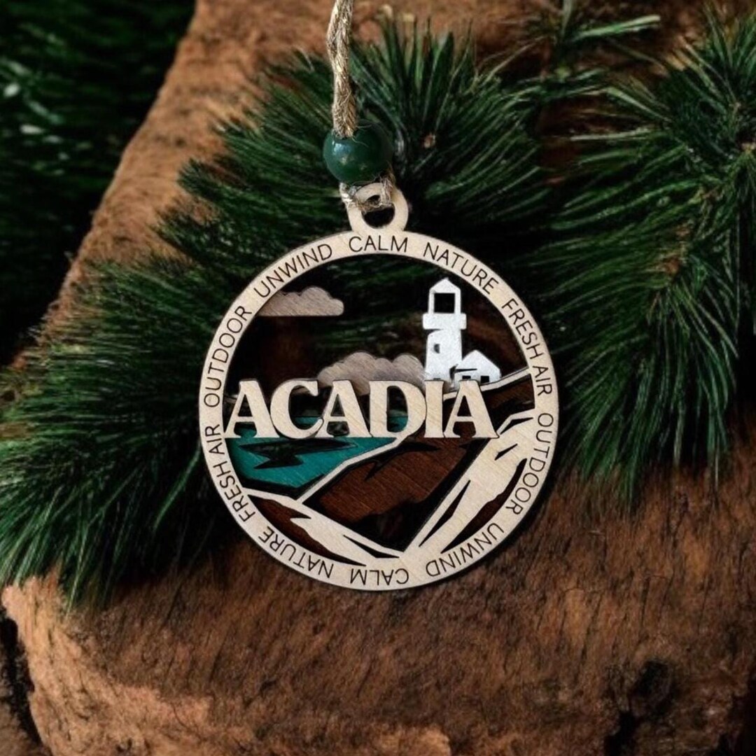 Acadia National Park Hand Made Wooden Christmas Ornament of Gift Tag, a ...
