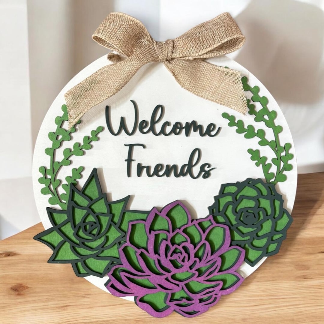 Succulent Door Welcome Sign, a Fun Housewarming Gift for Plant Lovers ...