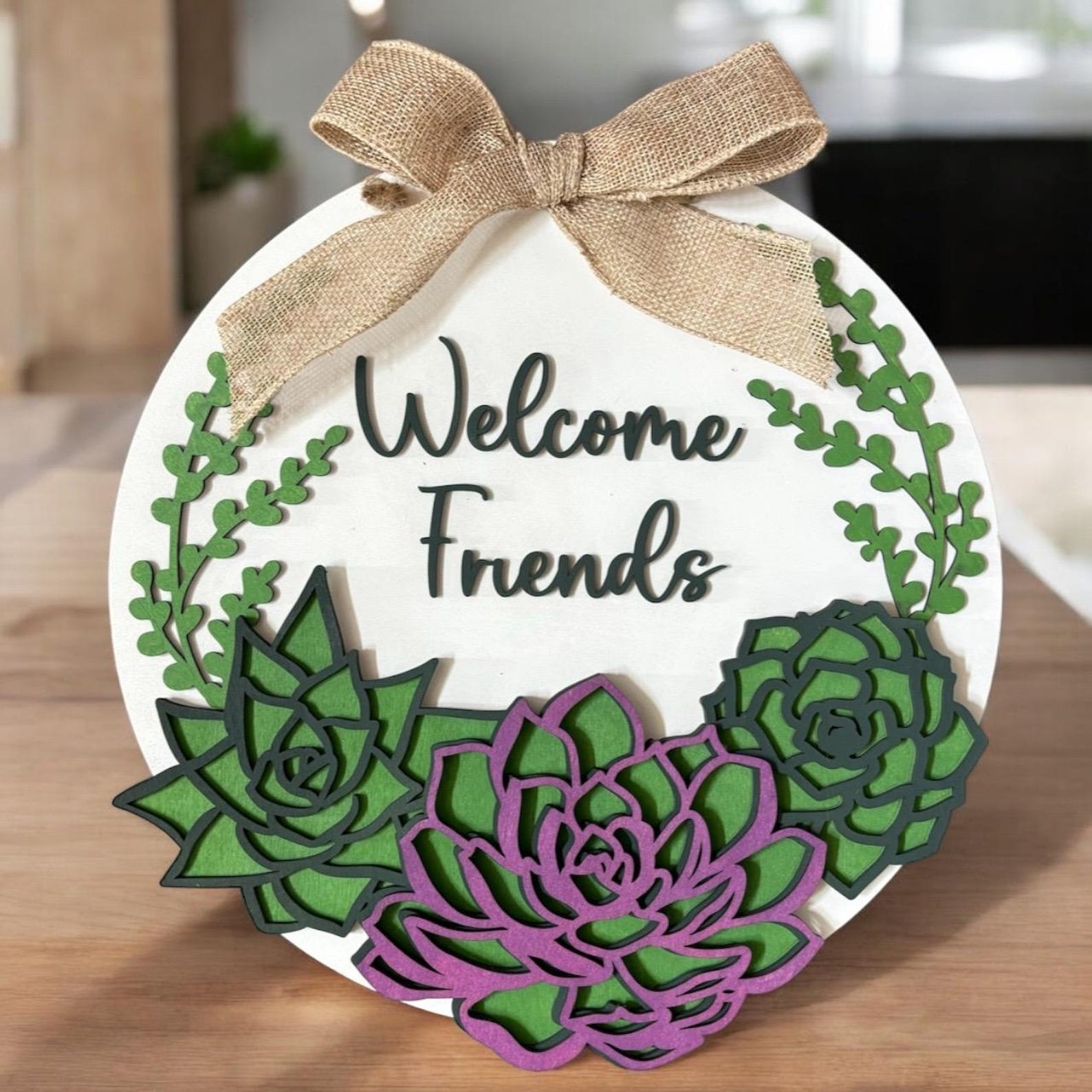 Succulent Door Welcome Sign, a Fun Housewarming Gift for Plant Lovers ...