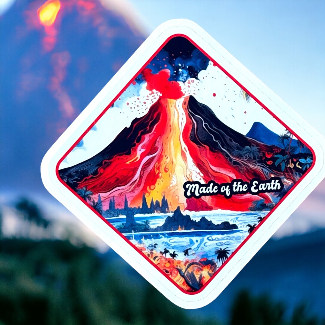 Made of the Earth Volcano Sticker or Decal for Water Bottle, Laptop ...