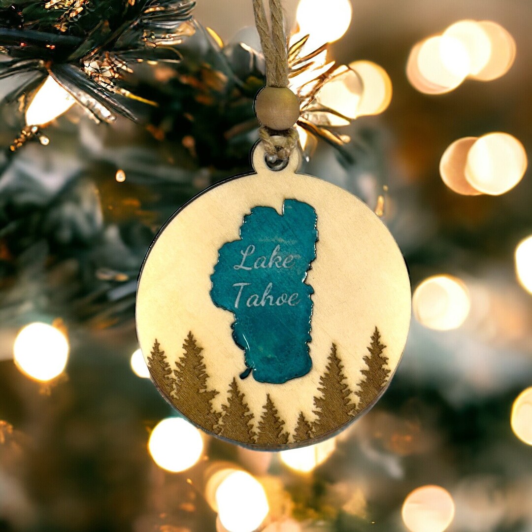 Lake Tahoe National Forest Hand Made Wooden Christmas Ornament or Gift Tag, a Unique California ...