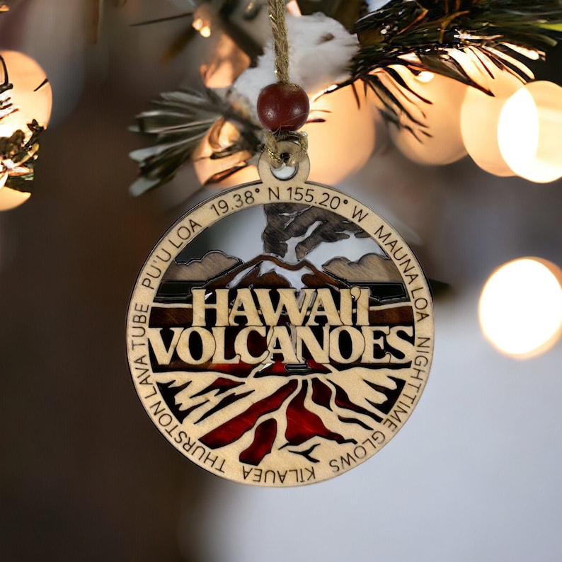 Hawaiian Volcano National Park Hand Made Wooden Christmas Ornament or ...
