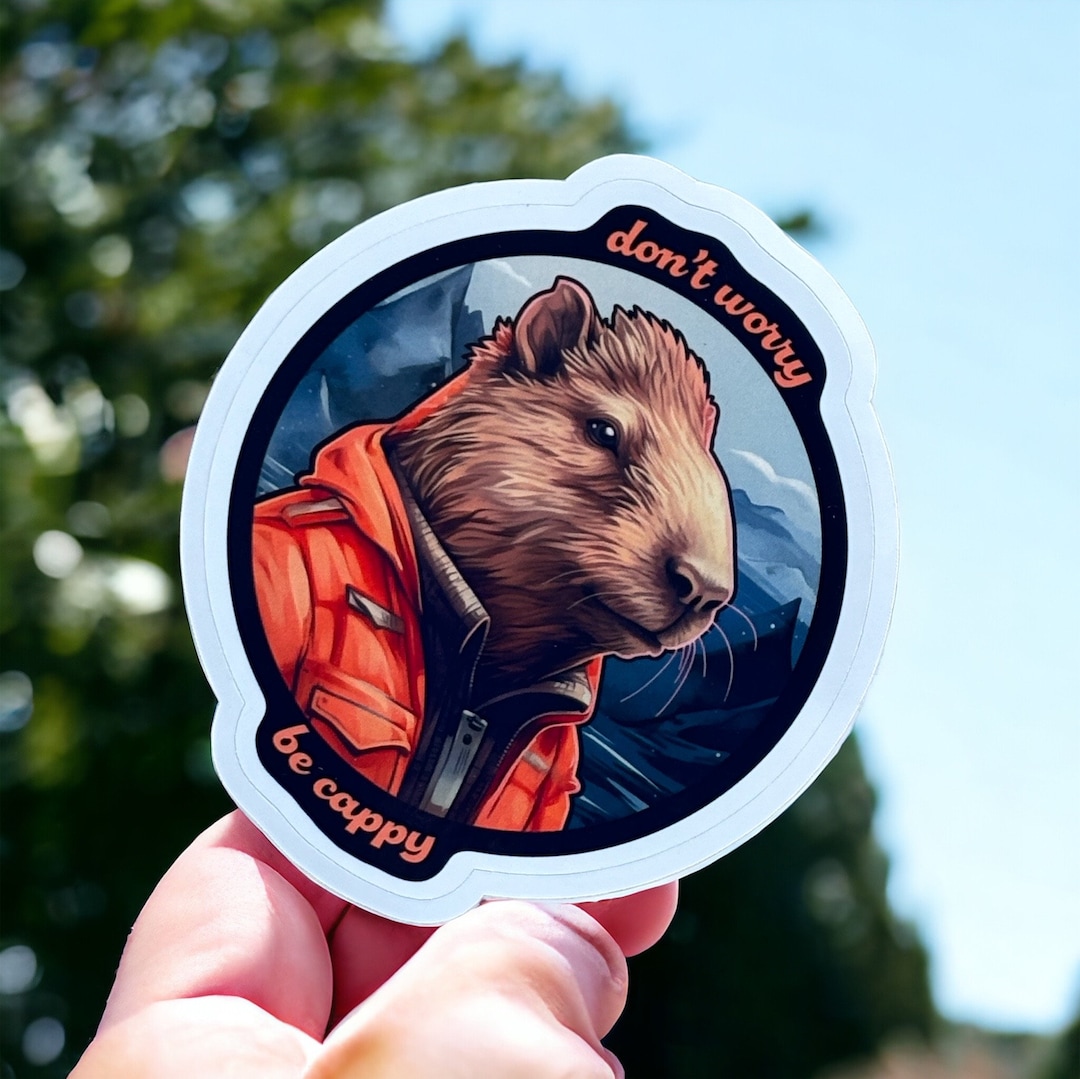 Outdoorsy "don't Worry Be Cappy" Capybara Sticker or Decal for Water ...