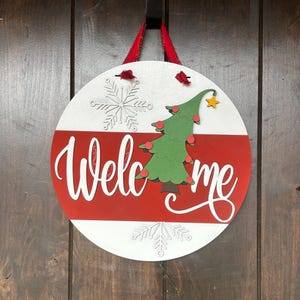 Welcome Christmas Door Sign or Wall Decor With Snowflakes, A Winter ...