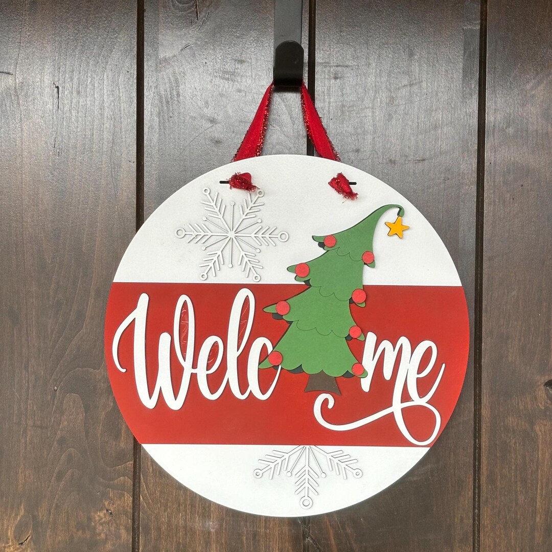 Welcome Christmas Door Sign or Wall Decor With Snowflakes, A Winter ...