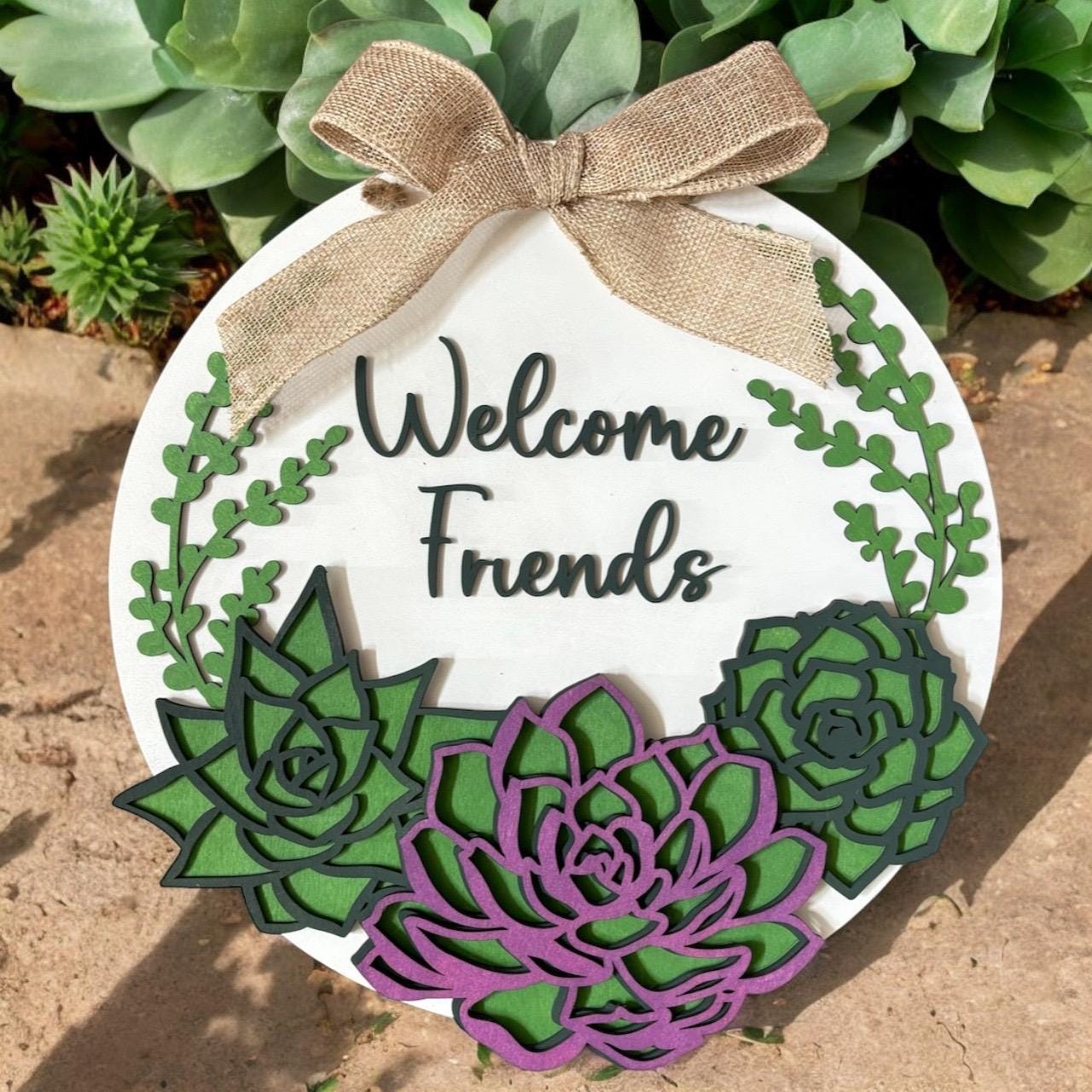 Succulent Door Welcome Sign, a Fun Housewarming Gift for Plant Lovers ...