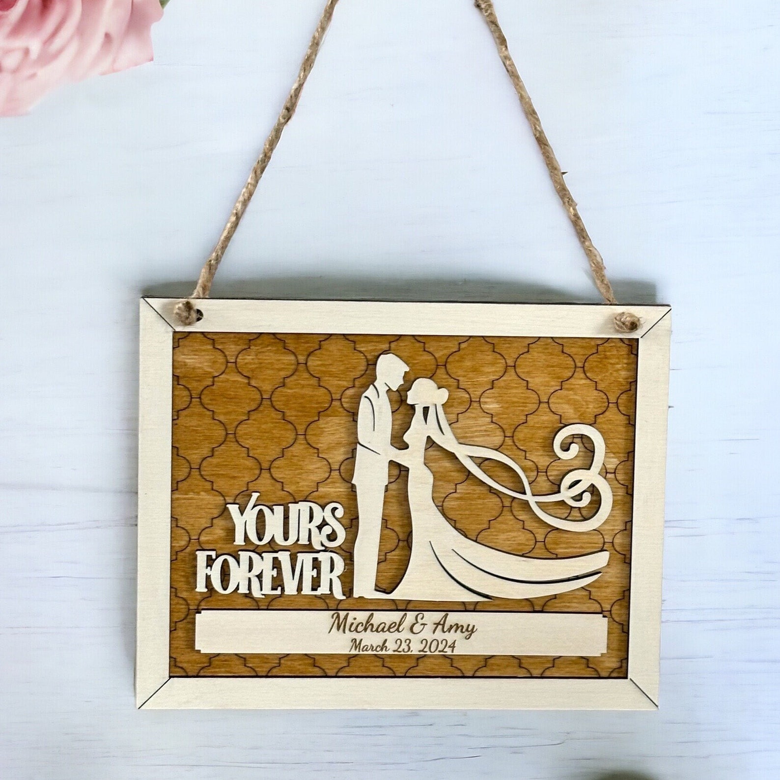 Personalized “yours Forever” Wooden Wedding Sign That Hangs, a Unique ...