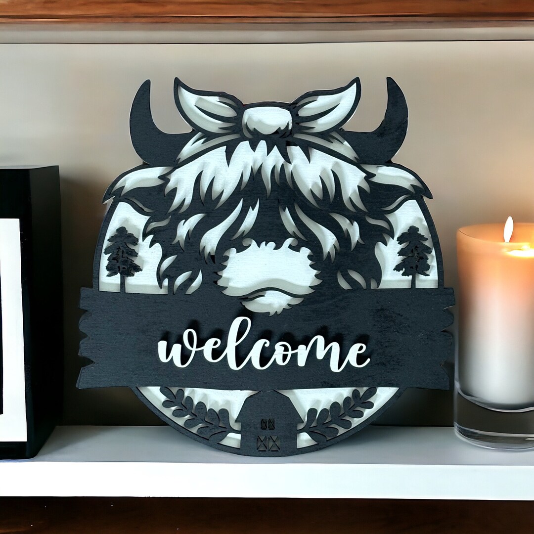 Highland Cow Welcome Door Sign, a Unique Housewarming Gift for Farm or ...