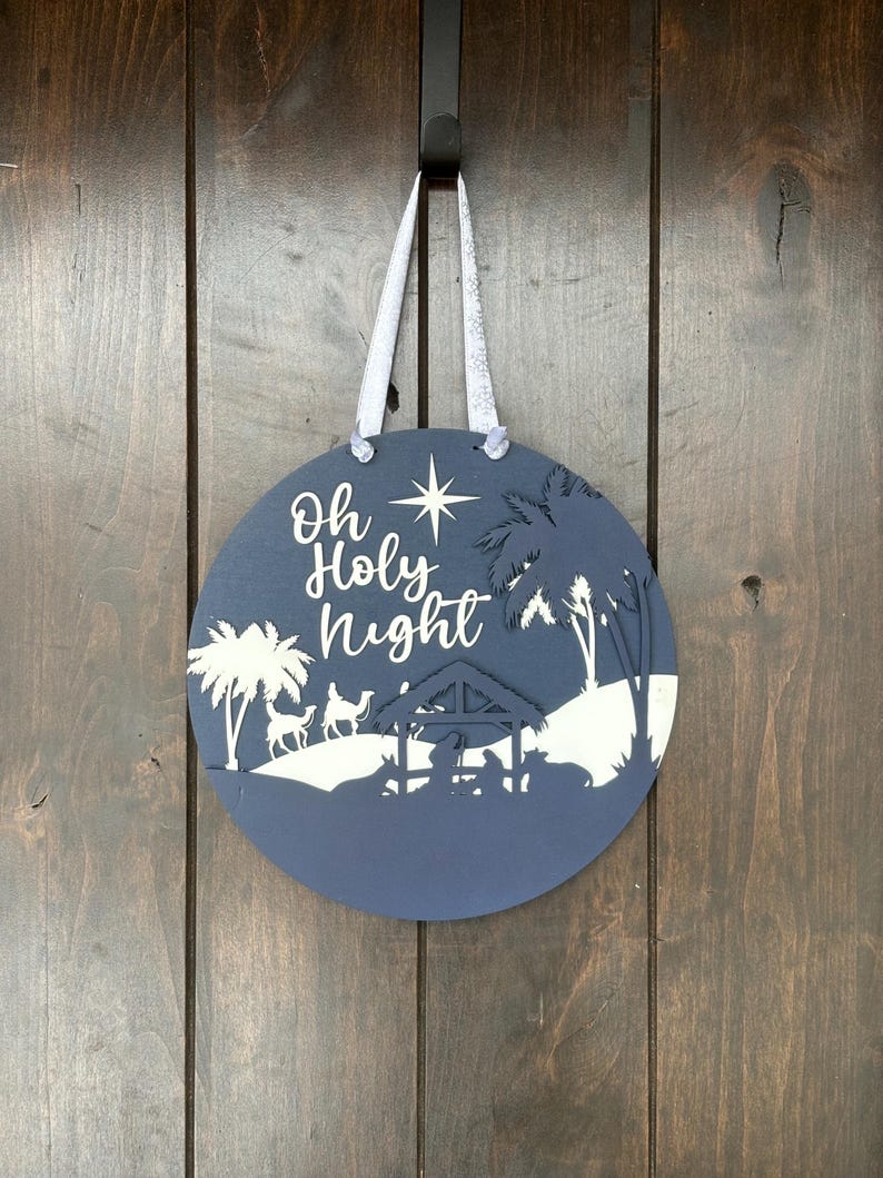 Oh Holy Night Christmas Door Sign or Wall Decor With Baby Jesus in the ...