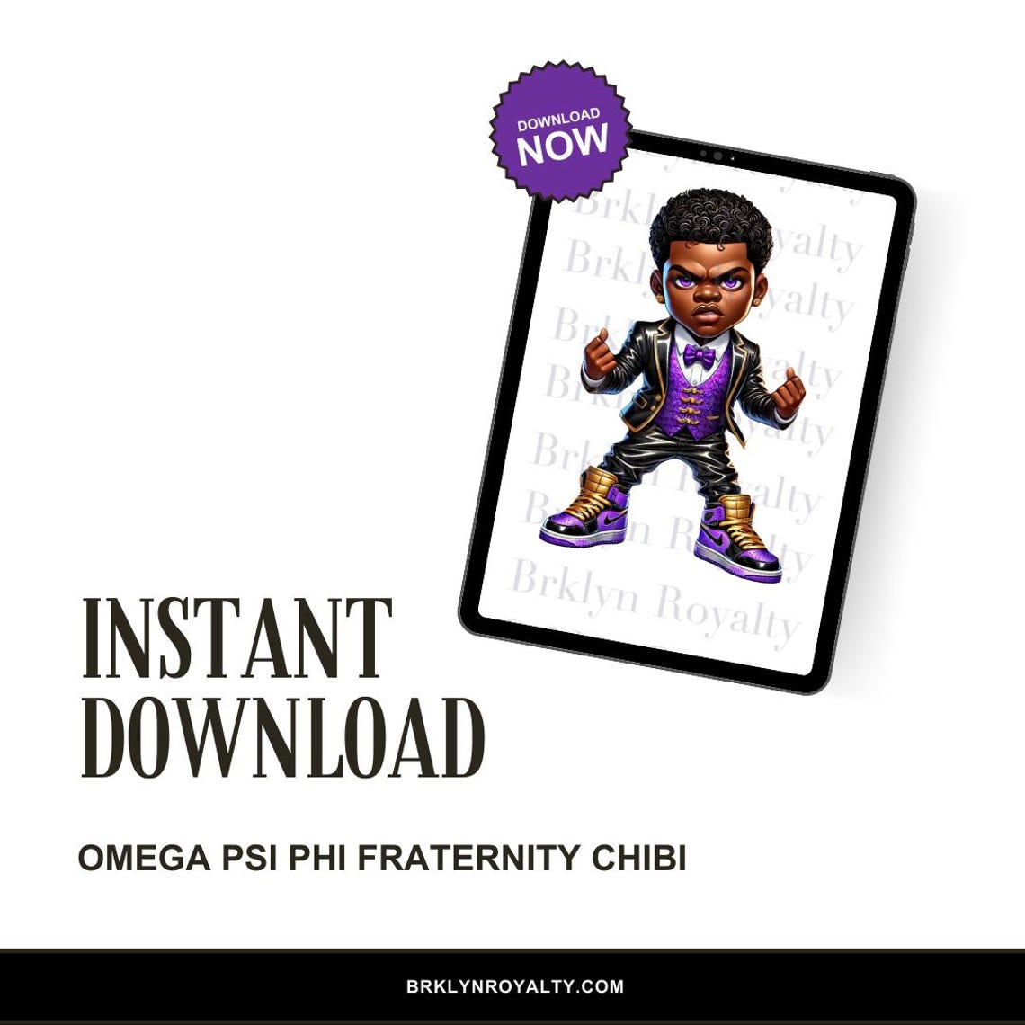 Custom Omega Psi Phi Fraternity Chibi Man Digital Art - Unique Digital ...