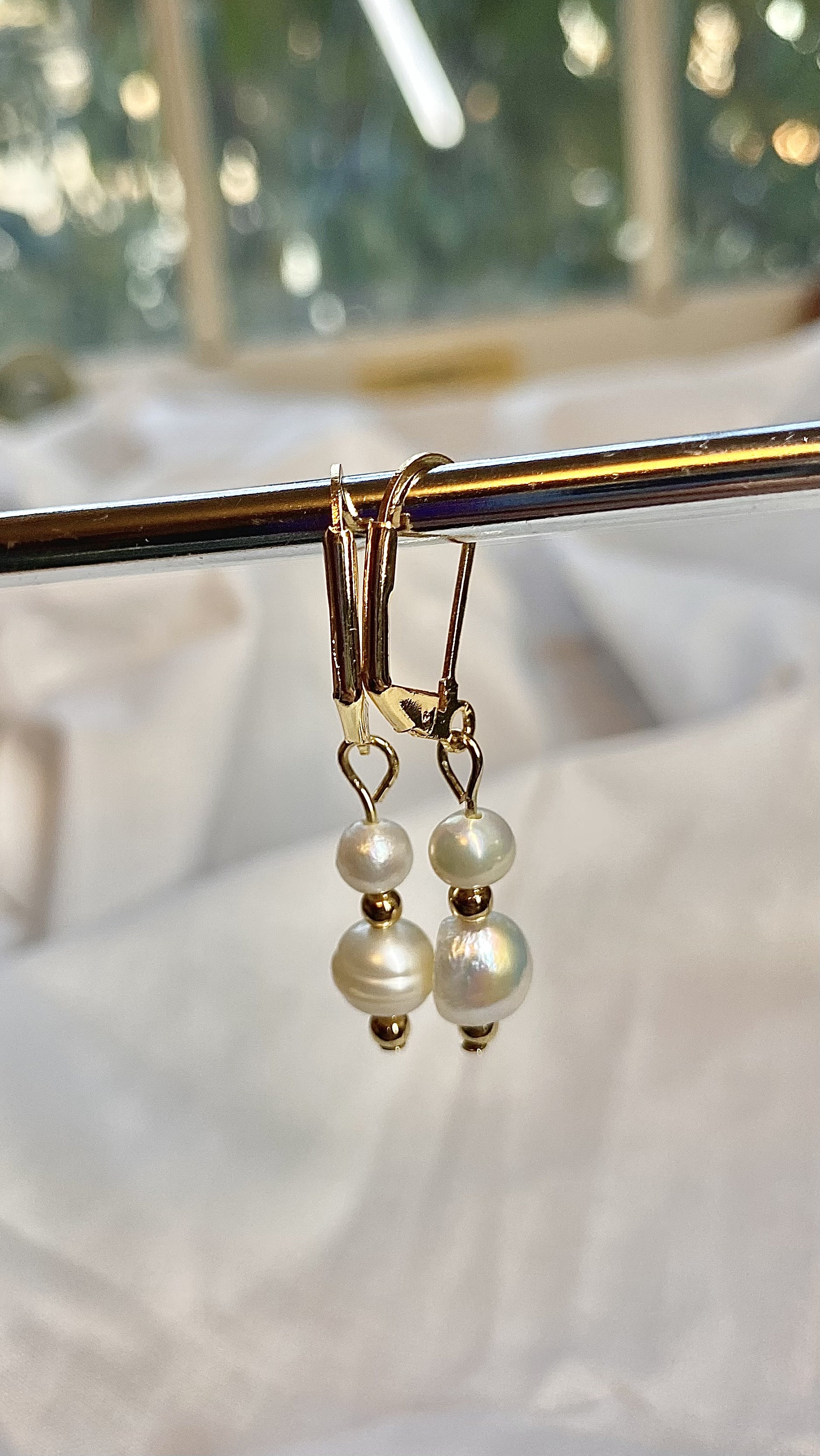 Freshwater Pearl 18k Plated Drop Lever Back Earrings, Real Freshwater ...
