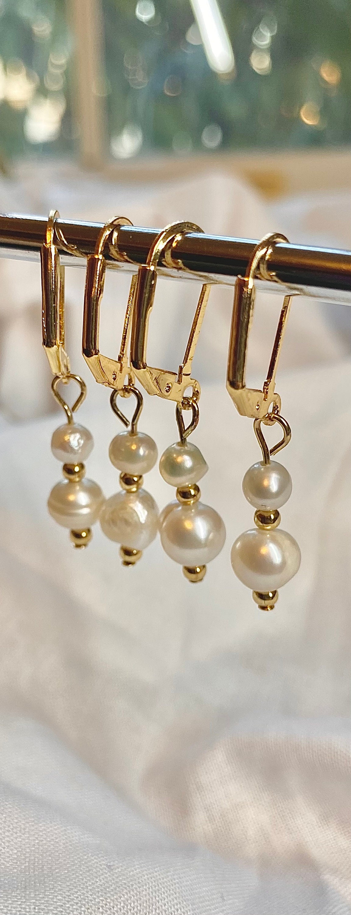 Freshwater Pearl 18k Plated Drop Lever Back Earrings, Real Freshwater ...