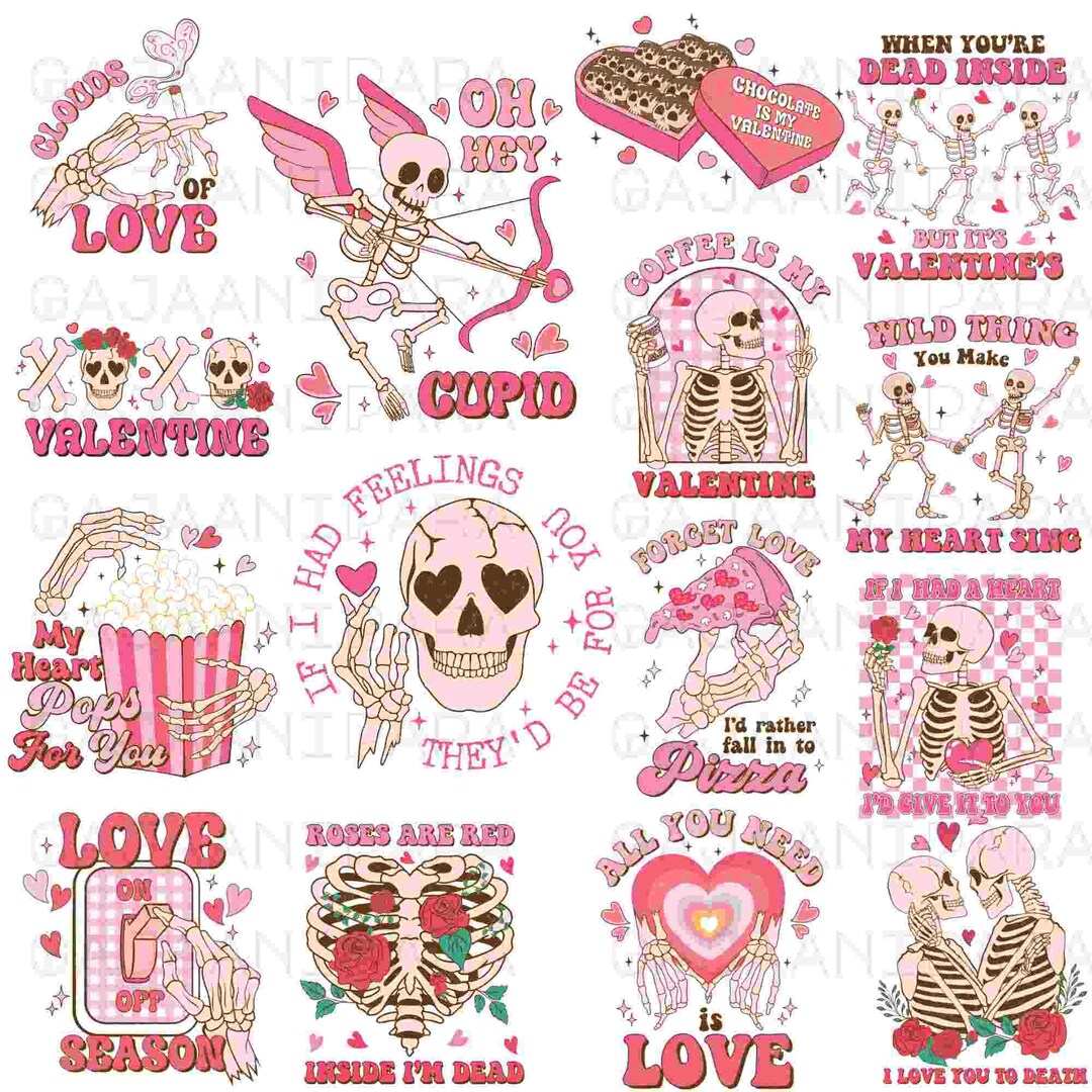 Funny Skeleton Valentine Png Bundle, Valentine Skeleton Png Bundle ...