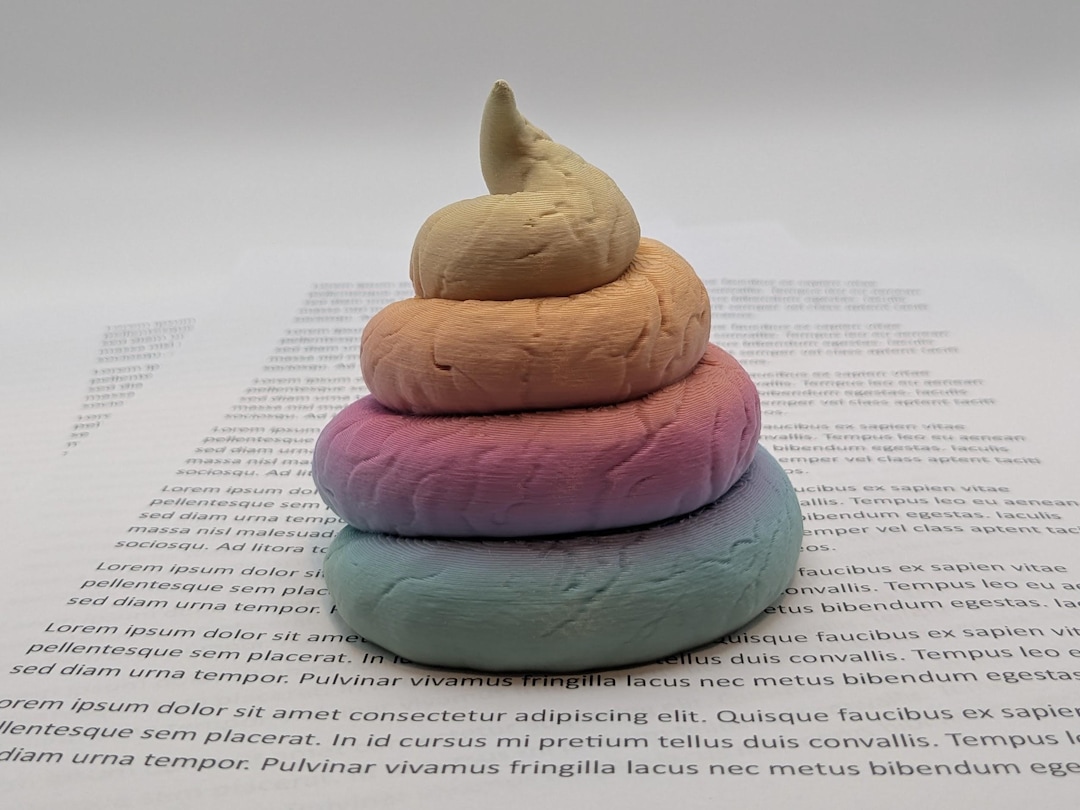 Rainbow Poop Desk Weight – 3D Printed Swirly Turd | Funny Office Gift ...