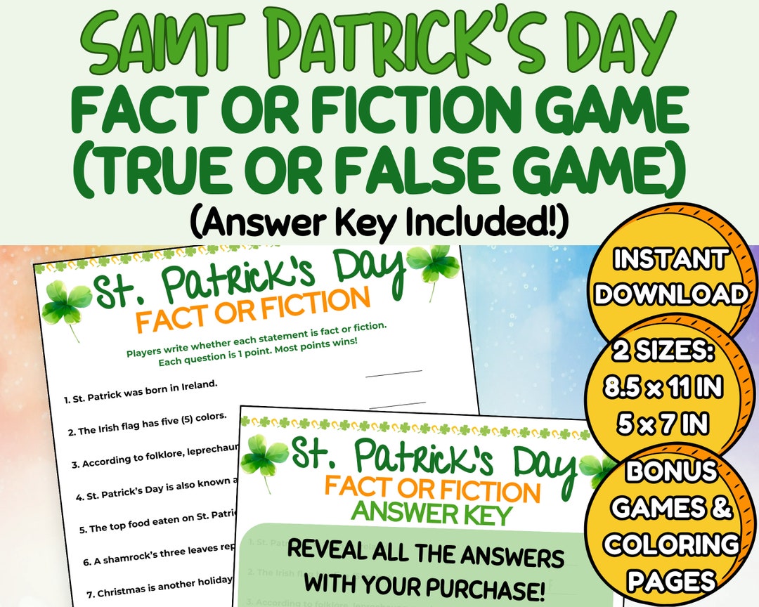 St Patrick's Day Fact or Fiction Party Game True or False Activity ...