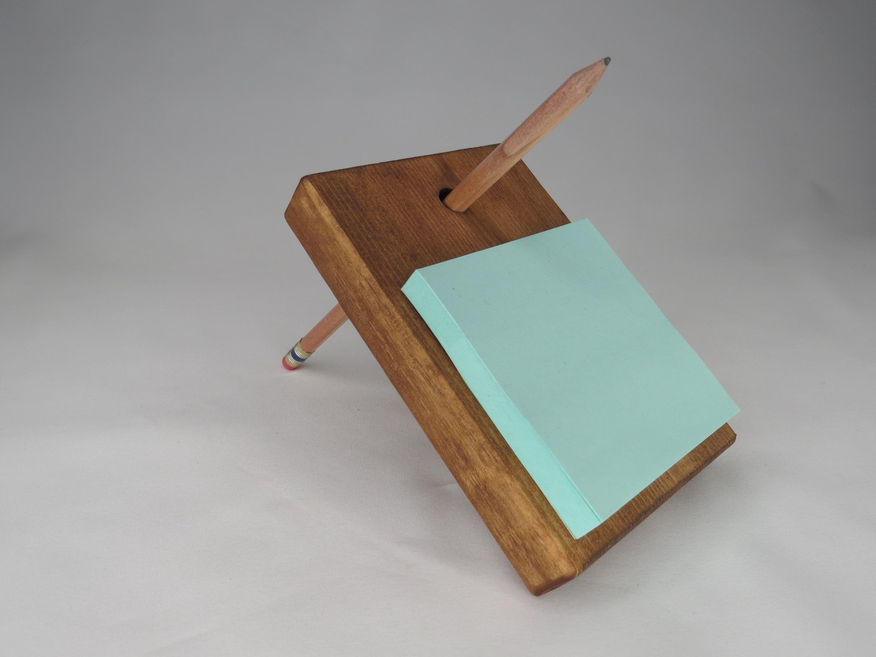 Leaning Wood Sticky Note Stand Post-it Note Holder With Pencil - Etsy