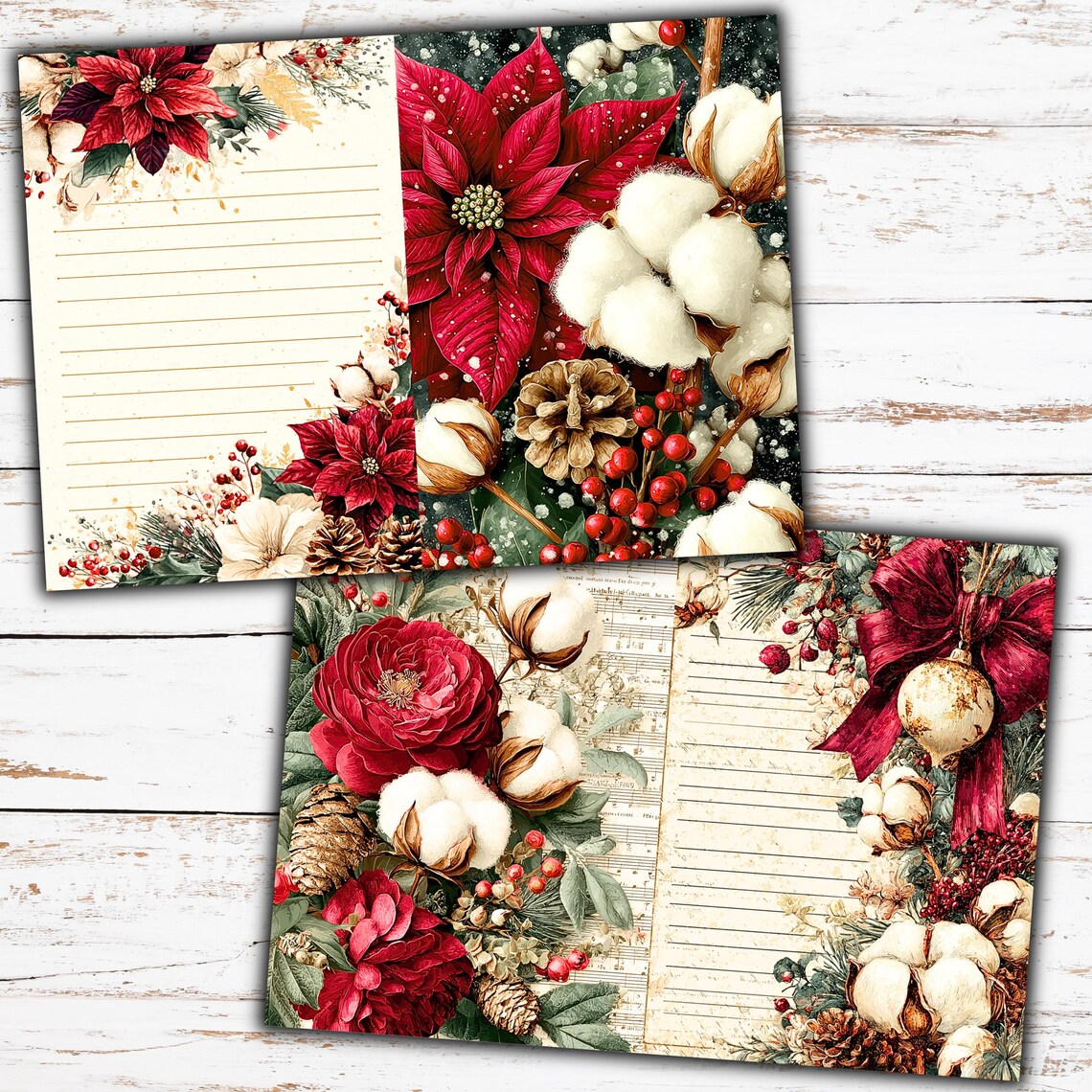 Victorian Christmas Junk Journal Pages, Dark Roses & Music Notes ...