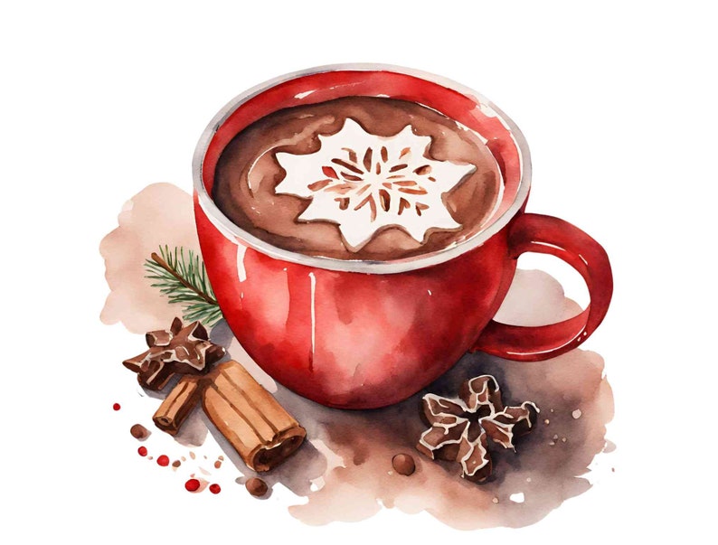 Christmas Hot Chocolate Clipart, Holiday Hot Drinks Cup PNG, Festive ...